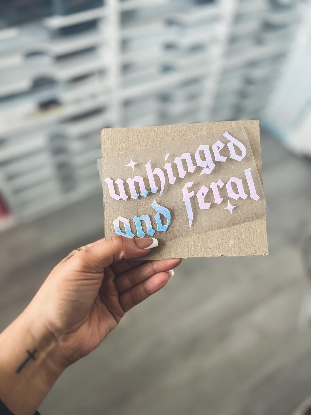 Unhinged and Feral Holographic Car Decal | Water Bottle Decal | Car ...