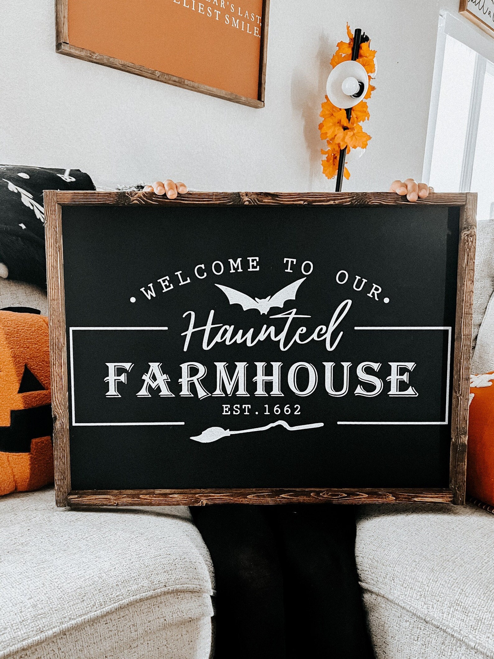 Welcome to Our Haunted Farmhouse Wood Sign - Halloween Wood Sign - Fall ...