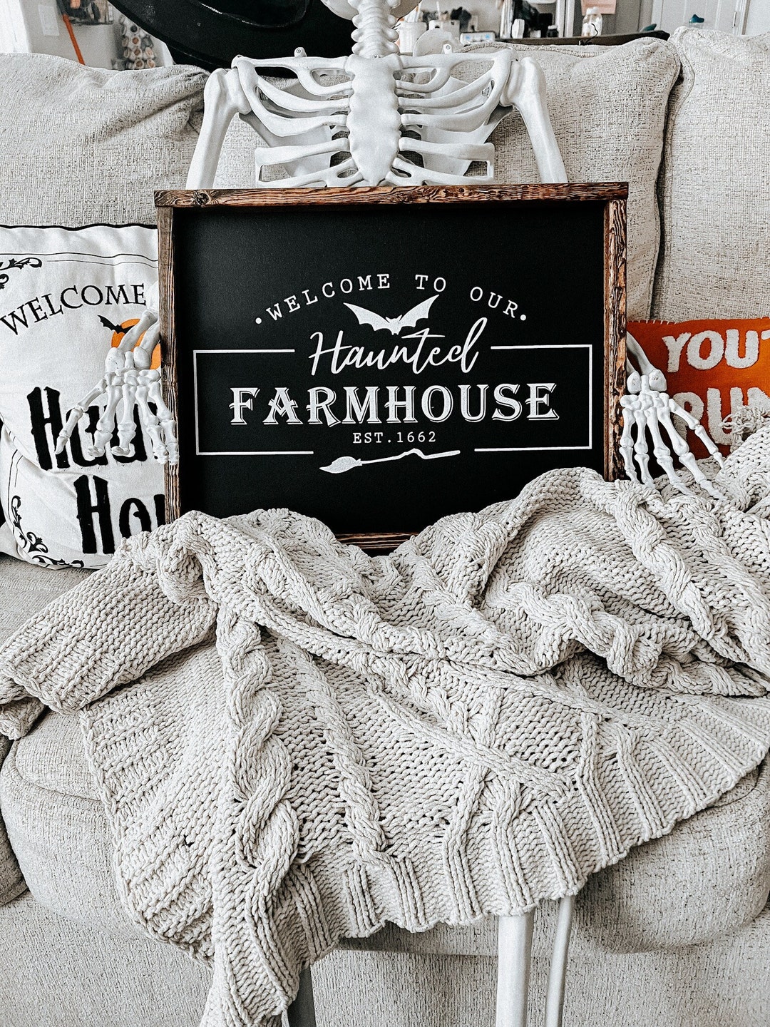 Welcome to Our Haunted Farmhouse Wood Sign - Halloween Wood Sign - Fall ...