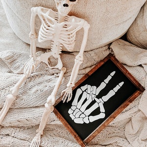 Skeleton Peace Sign Halloween Sign Halloween Decor Spooky Season Spooky ...