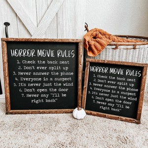 Horror Movie Rules - Halloween Sign - Wood Signs - Home Decor - Scary ...