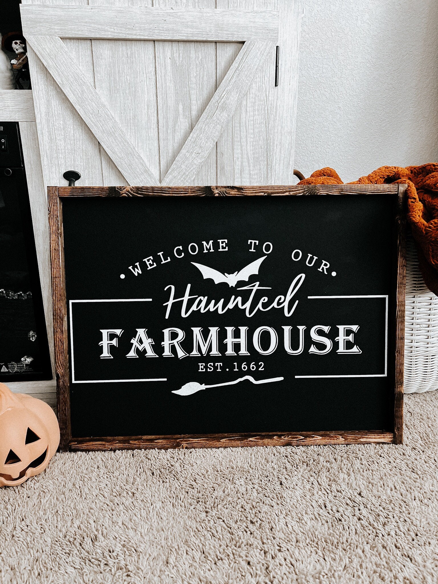 Welcome to Our Haunted Farmhouse Wood Sign - Halloween Wood Sign - Fall ...