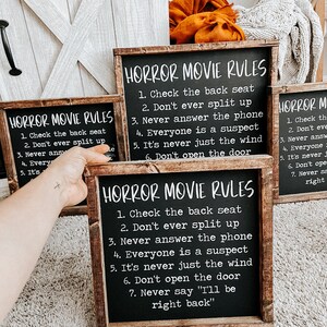 Horror Movie Rules - Halloween Sign - Wood Signs - Home Decor - Scary ...