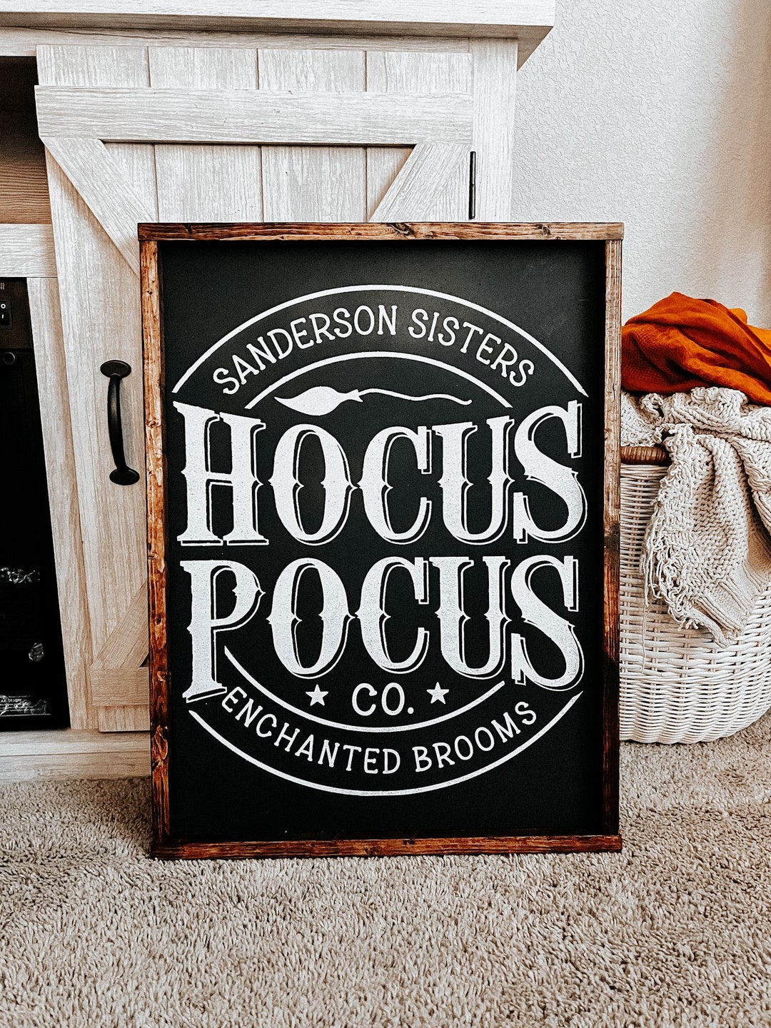 Hocus Pocus Wood Sign - Enchanted Brooms Sign - Halloween Decor ...
