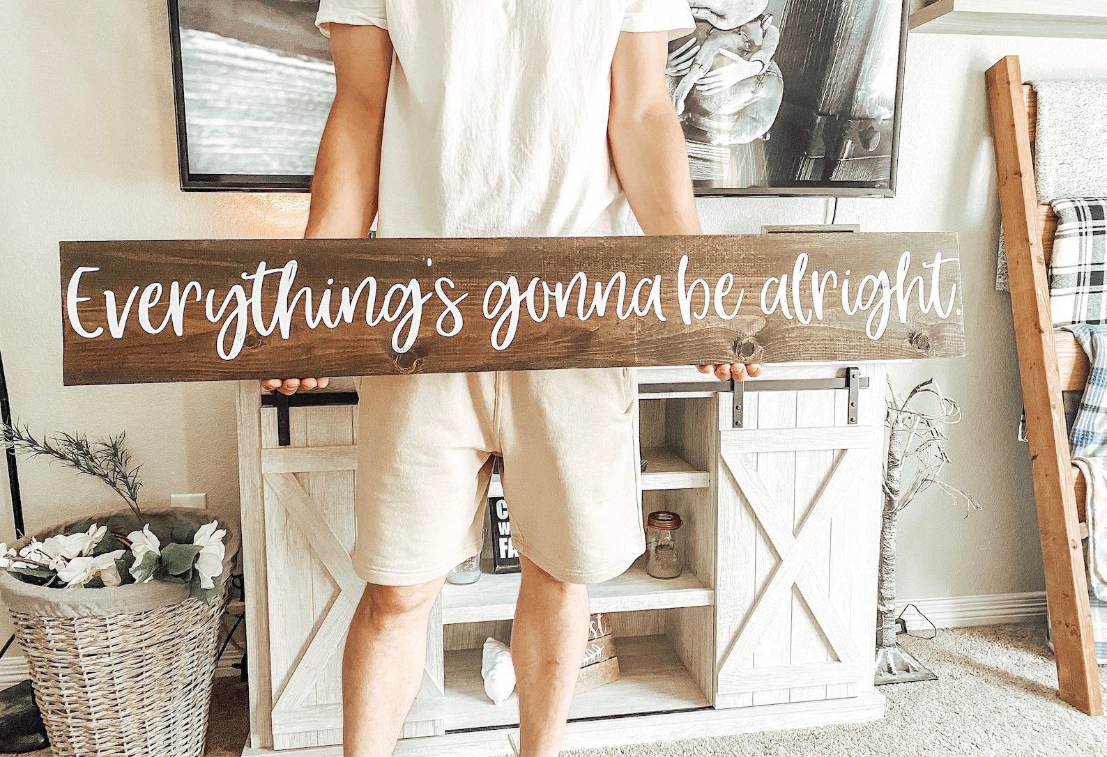 Rustic Wood Sign Pinterest Wood Sign Home Decor 7 X 48 - Etsy