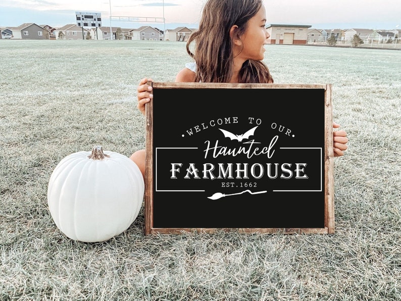 Welcome to Our Haunted Farmhouse Wood Sign Halloween Wood - Etsy