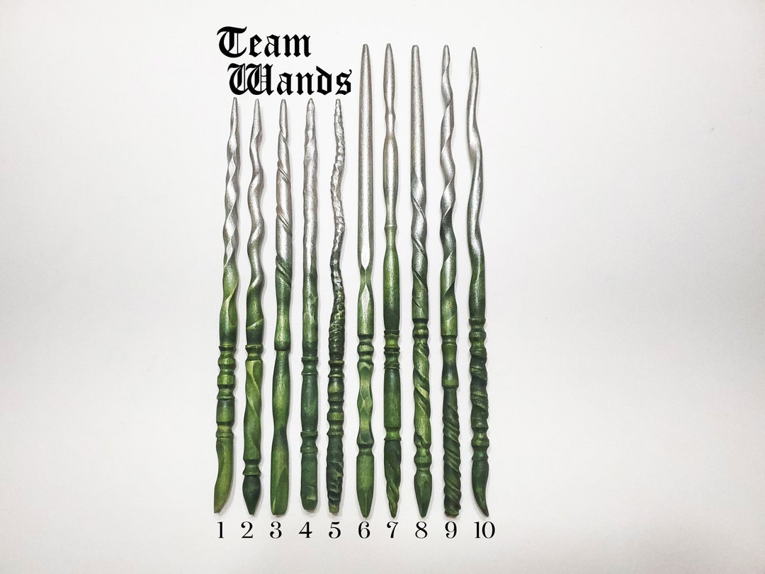 Pick Your Team Wand, Green & Silver Magic Wands, Wood Wand, Magic Wand ...