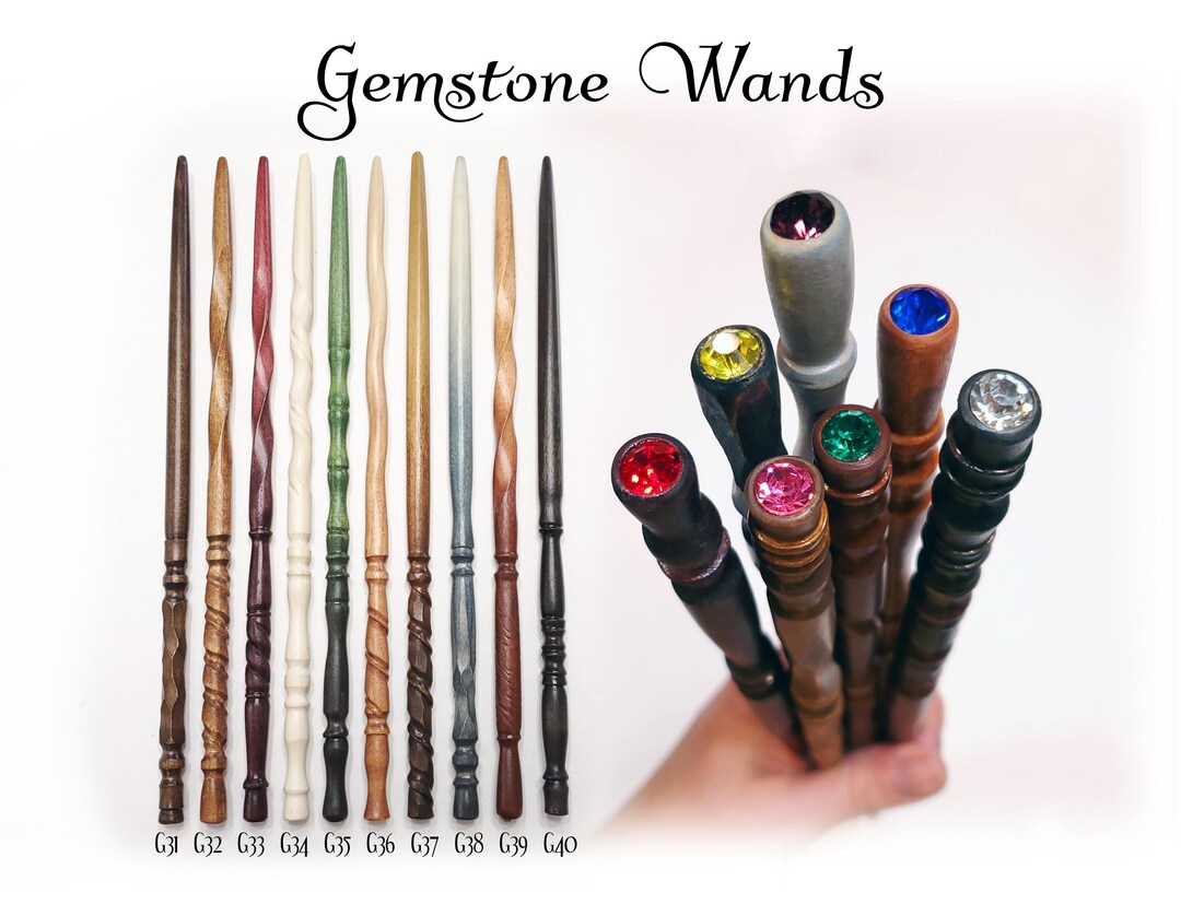 Gemstone Wands 31-40, Crystal, Birthstone Magic Wands, Wood Wand, Magic ...
