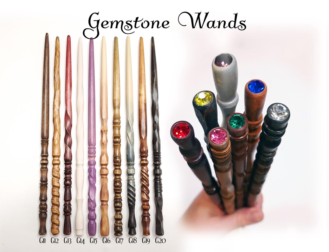 Gemstone Wands 11-20, Crystal, Birthstone Magic Wands, Wood Wand, Magic Wand, Wiccan Wand ...