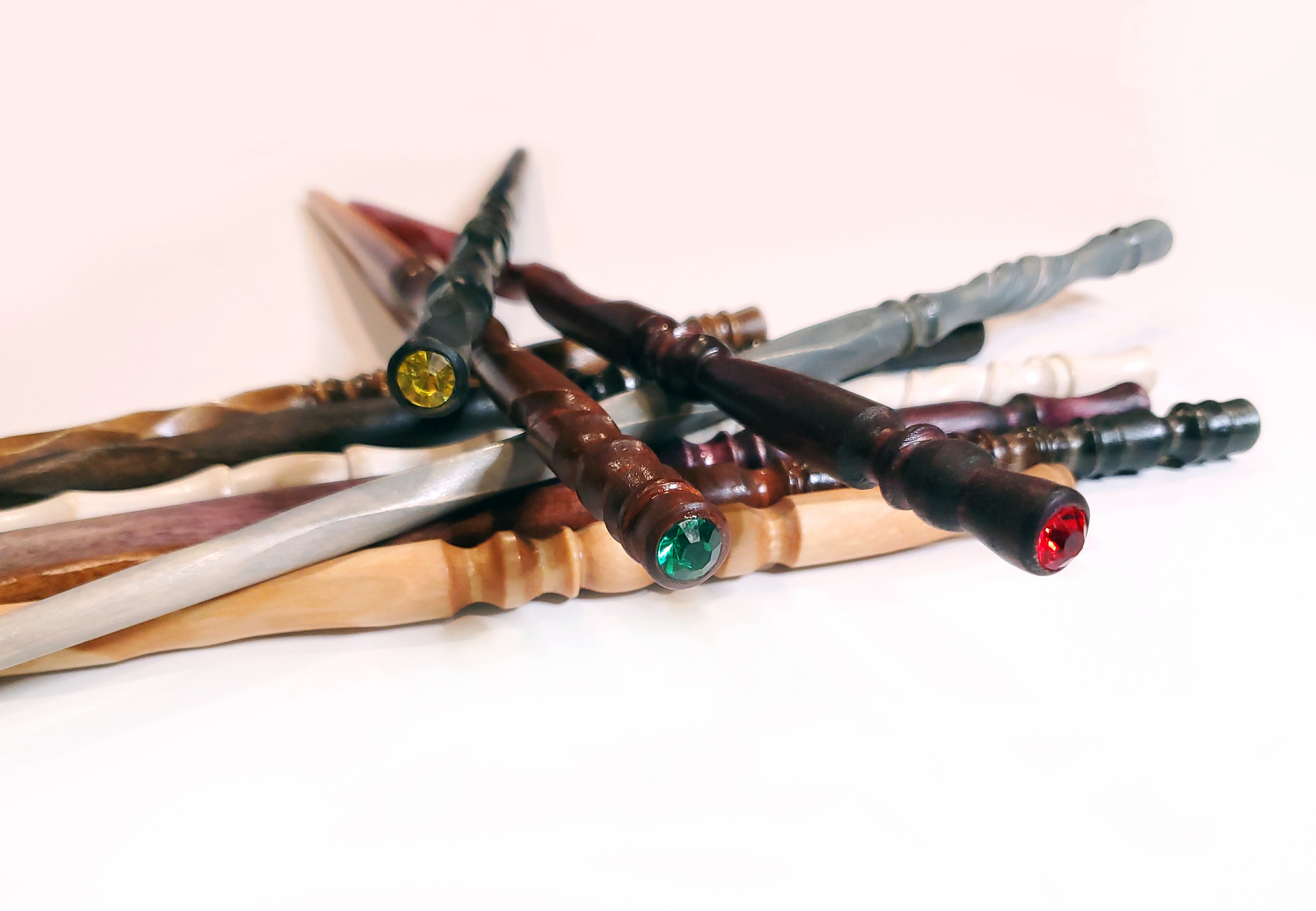 Random Gemstone Wands Crystal Birthstone Magic Wands Wood - Etsy