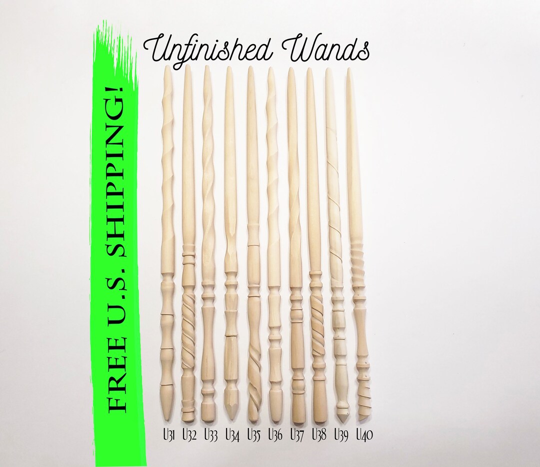 Unfinished Pick Your Wands 31-40, Unstained Wands, Magic Wands, Wood ...
