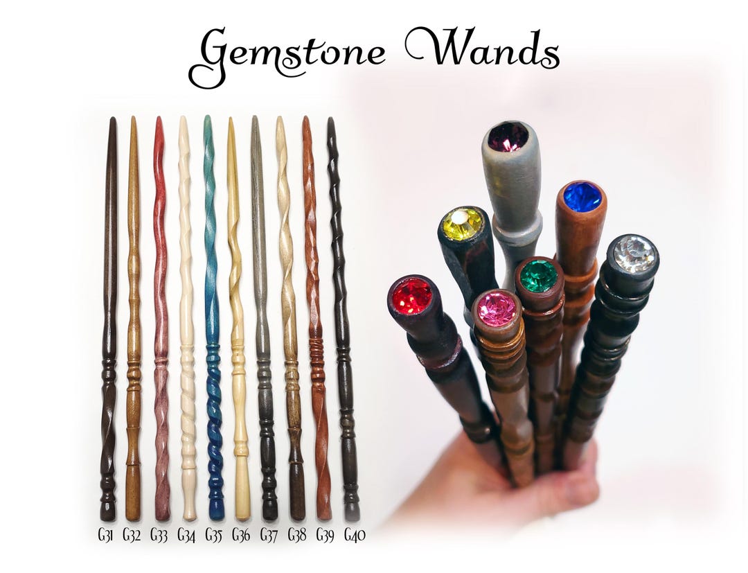Gemstone Wands 31-40, Crystal, Birthstone Magic Wands, Wood Wand, Magic ...