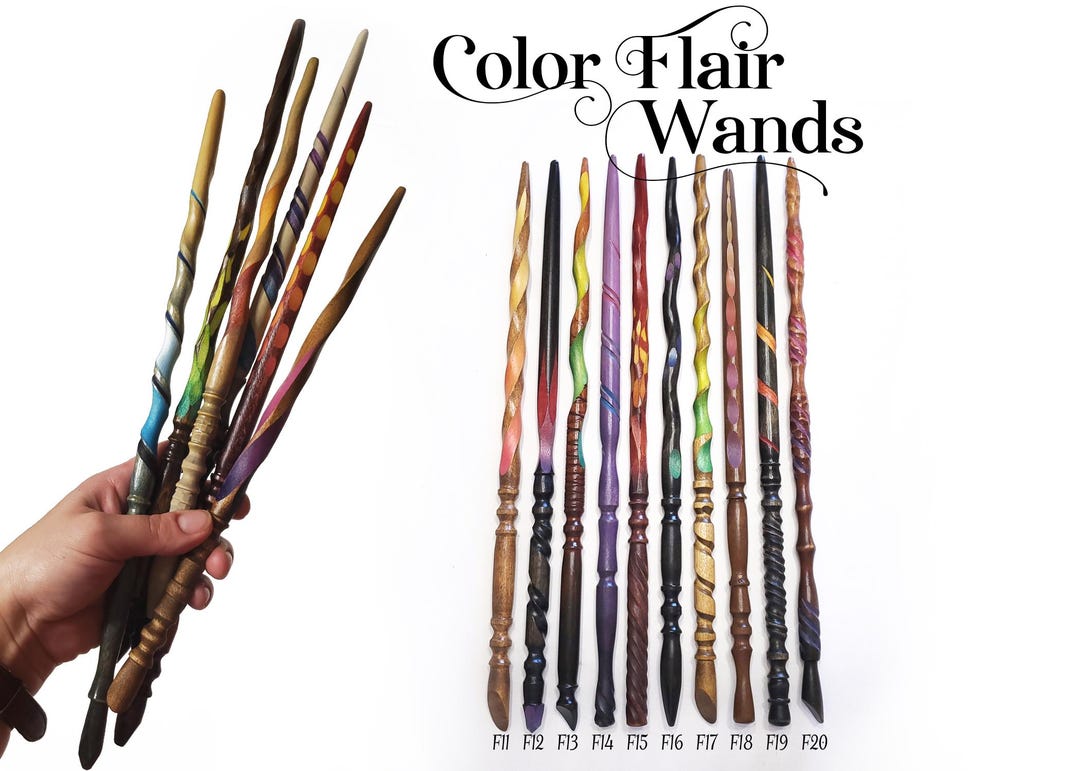 Color Flair Wands 11-20, Magic Wands, Wood Wand, Magic Wand, Wiccan Wand, Wizard Wand, Heartwood ...