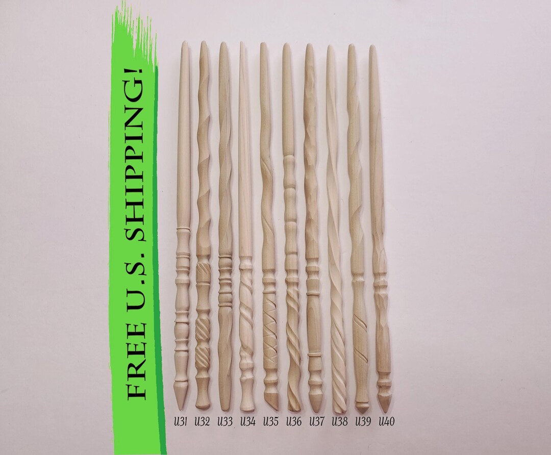 Unfinished Pick Your Wands 31-40, Unstained Wands, Magic Wands, Wood ...
