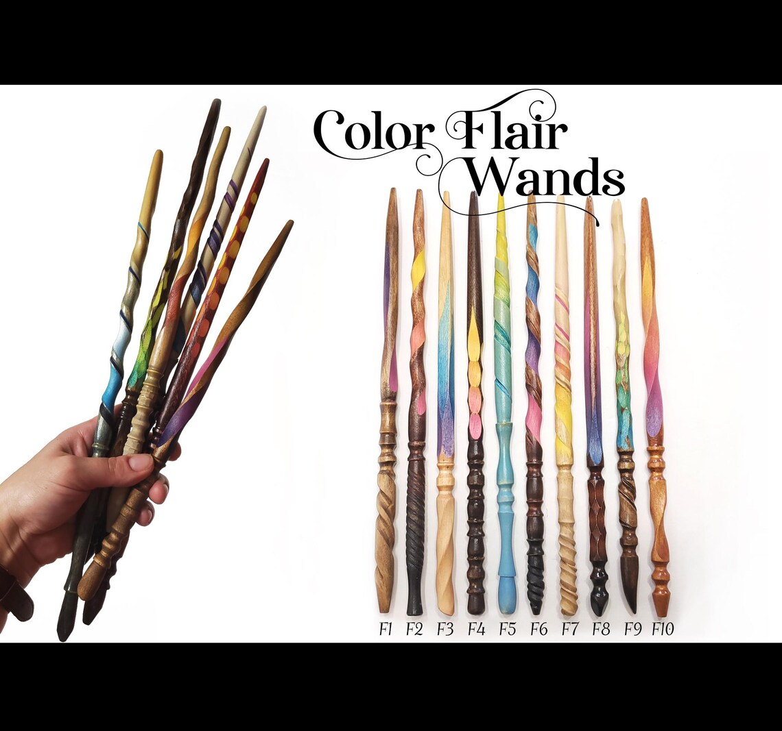 Color Flair Wands 1-10, Magic Wands, Wood Wand, Magic Wand, Wiccan Wand ...