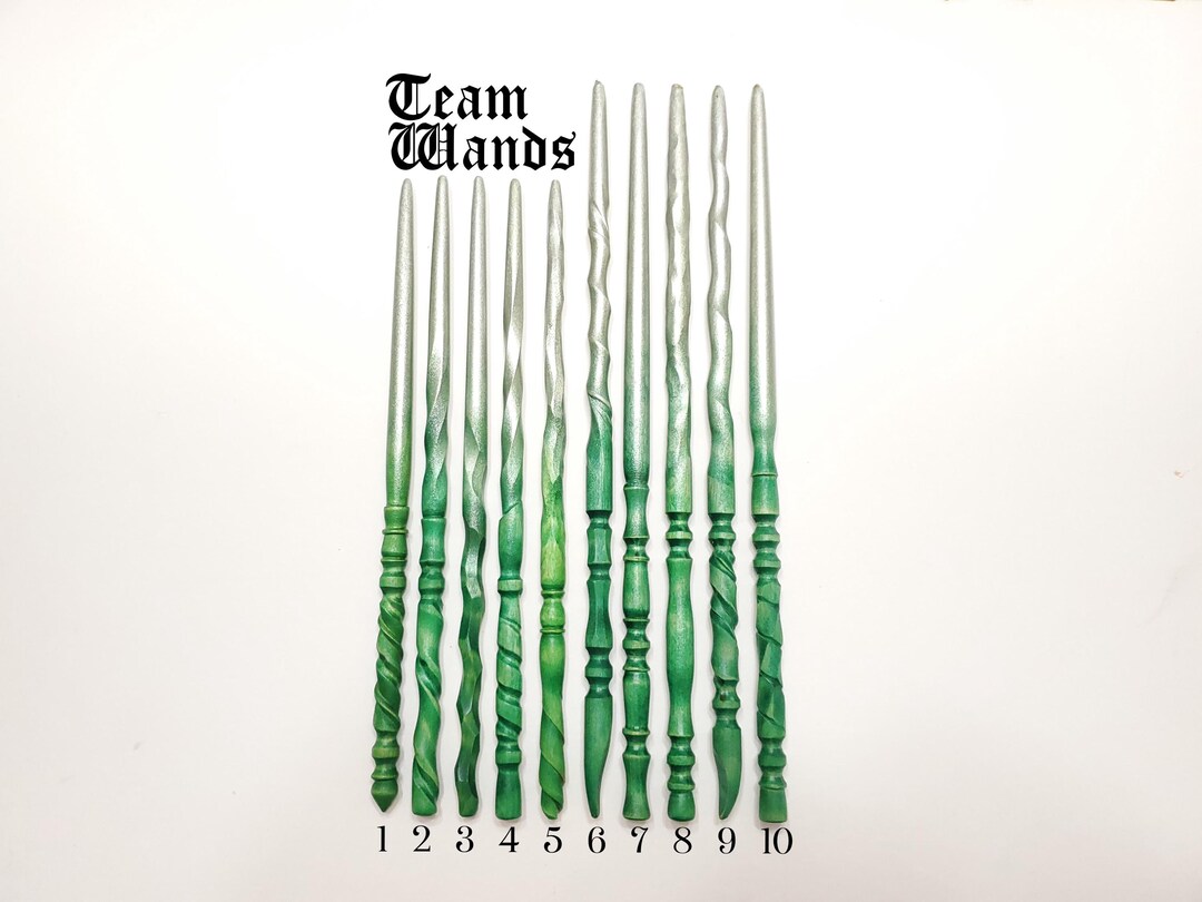 Pick Your Team Wand, Green & Silver Magic Wands, Wood Wand, Magic Wand ...