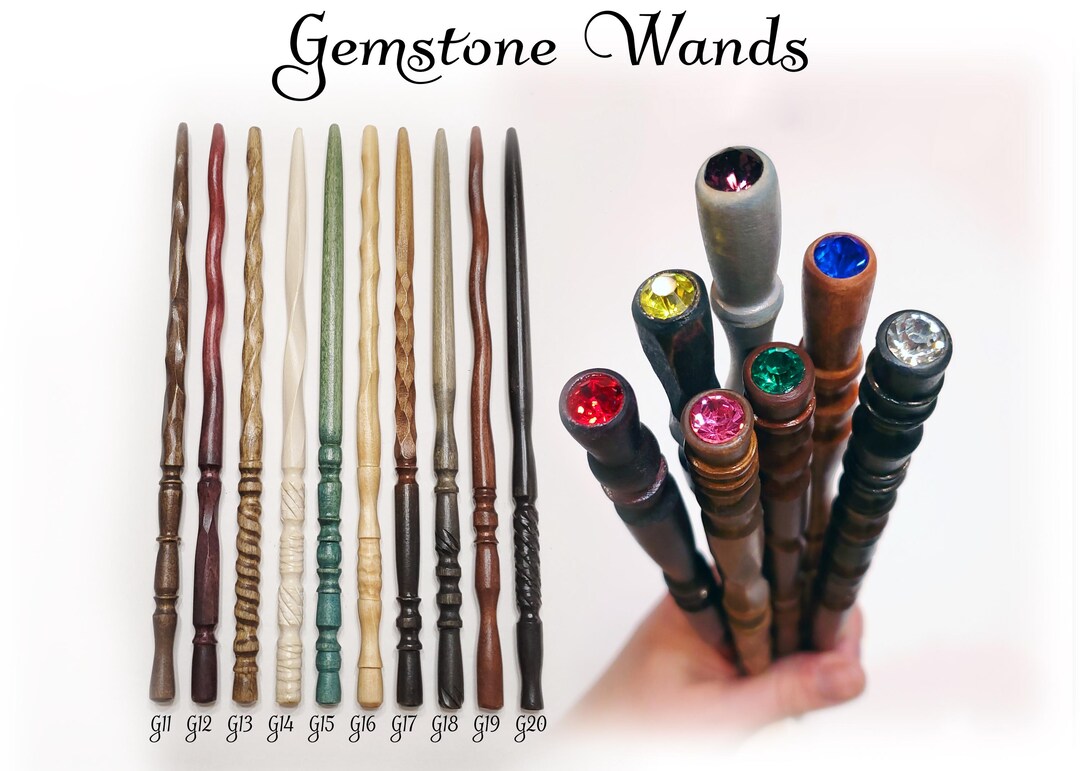 Gemstone Wands 11-20, Crystal, Birthstone Magic Wands, Wood Wand, Magic ...