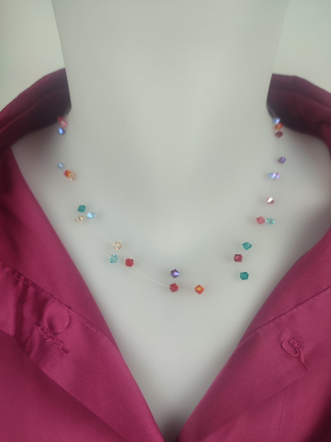 Handmade Unique Floating Necklace Made With Swarovski Crystals - Etsy