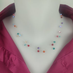 Handmade Unique Floating Necklace Made With Swarovski Crystals - Etsy