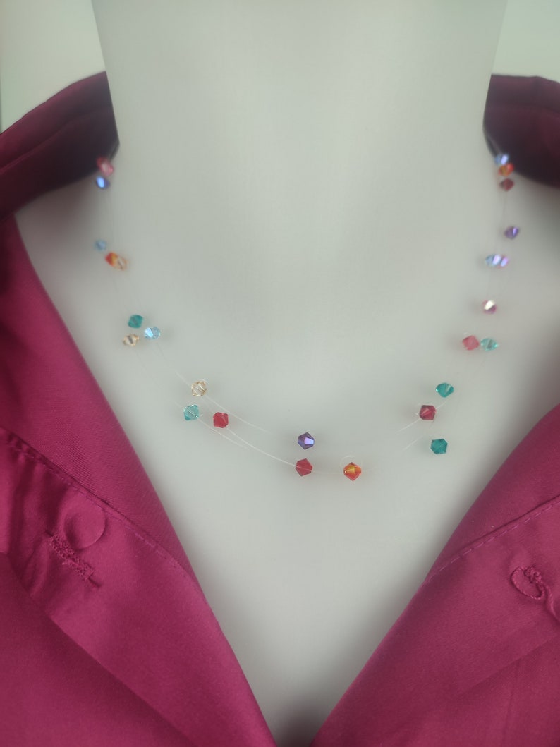 Handmade Unique Floating Necklace Made With Swarovski Crystals - Etsy