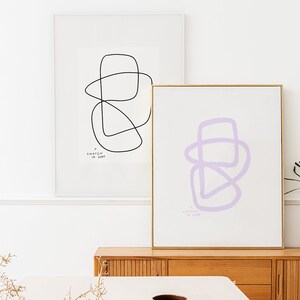 Minimal Abstract Line Art Against Overthinking With Typography »knot in ...