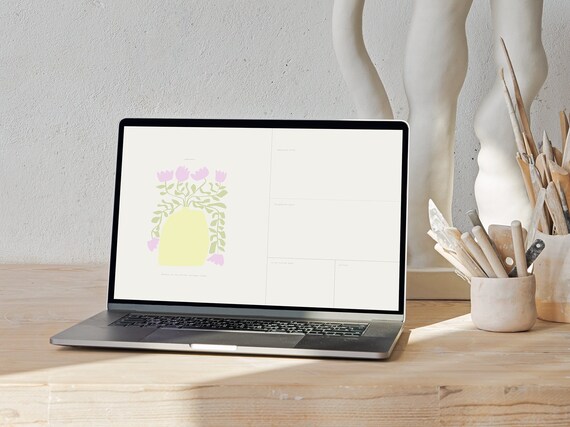 Desktop Organizer With Flowers and Affirmation | Etsy