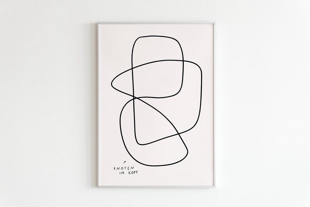 Minimal Abstract Line Art Against Overthinking With Typography »knot in ...