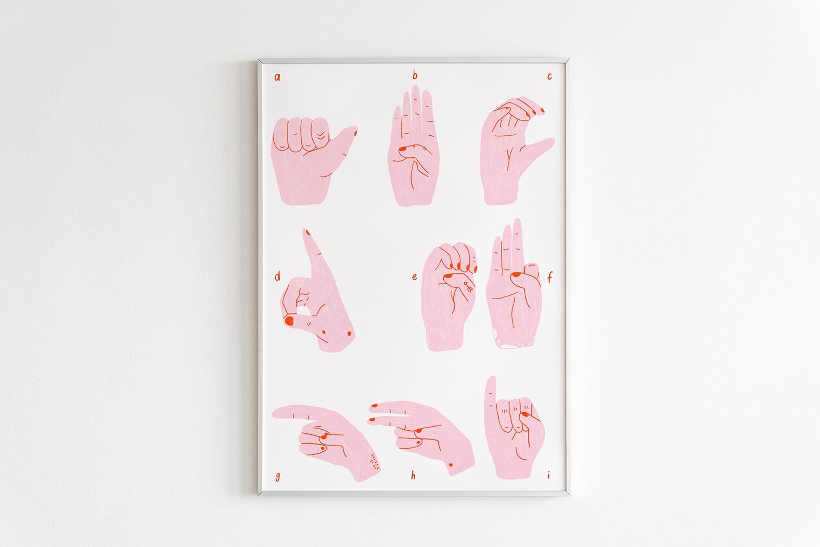 Finger Alphabet Poster Set With Colorful Hand Illustrations in Three ...