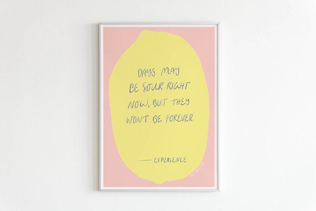 Poster Hand Lettered Lemon With Positive Affirmation in Pink Yellow and ...