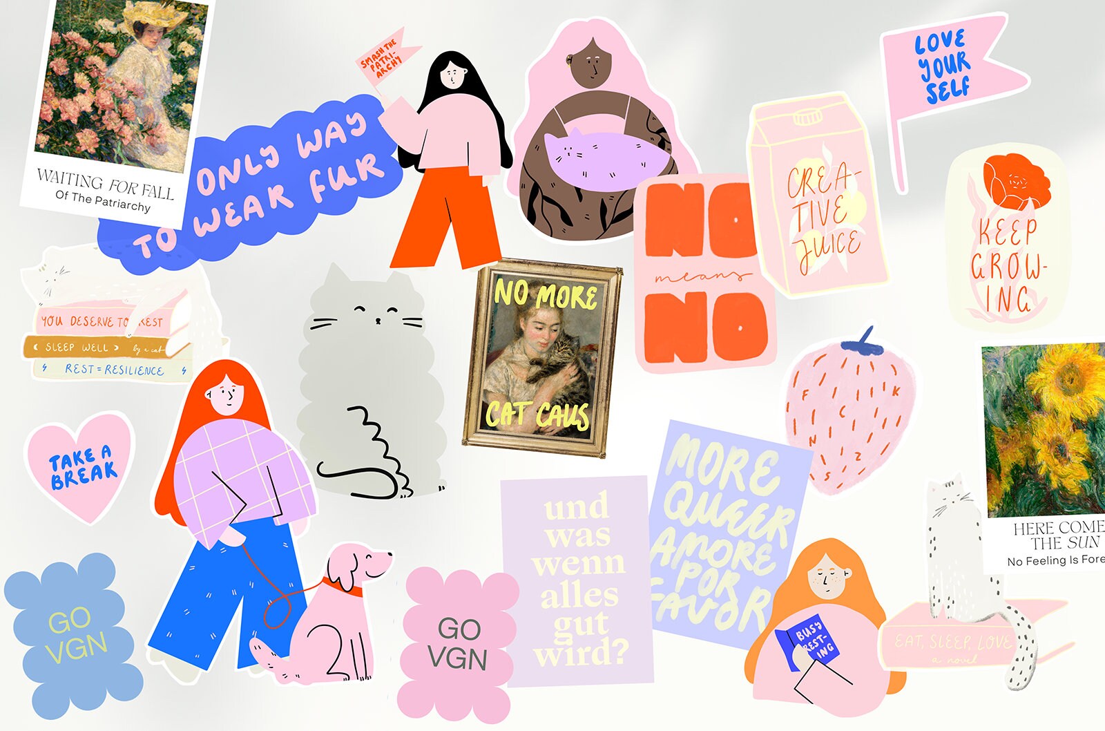 Custom Sticker Set Feminist, Queer, Mental Health Creative Stickers to Put Together Yourself by ...