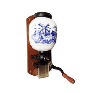 Vintage Dutch BLUE DELFT Wall Mounted Ceramic Coffee Grinder - Etsy