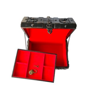 Large Gothic Jewelry Box Vintage Black Wooden Skull Bats Box Victorian ...