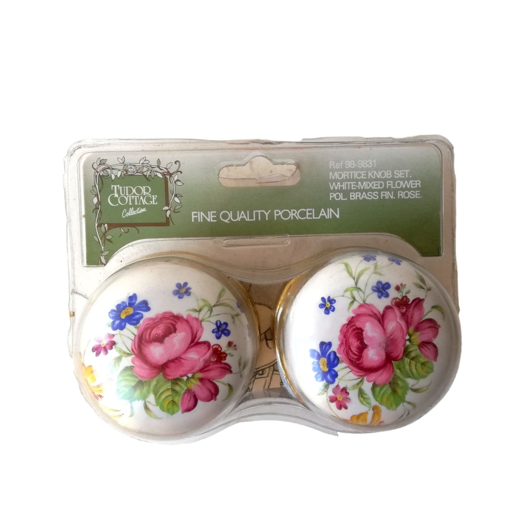 2 Piece Pretty Floral Ceramic Brass Door Knobs Dummy Door Knobs - Etsy