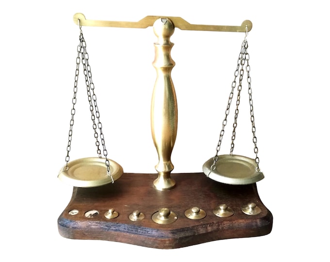 Vintage Brass Balance Scale With Weights Apothecary Gold Scale Antique ...