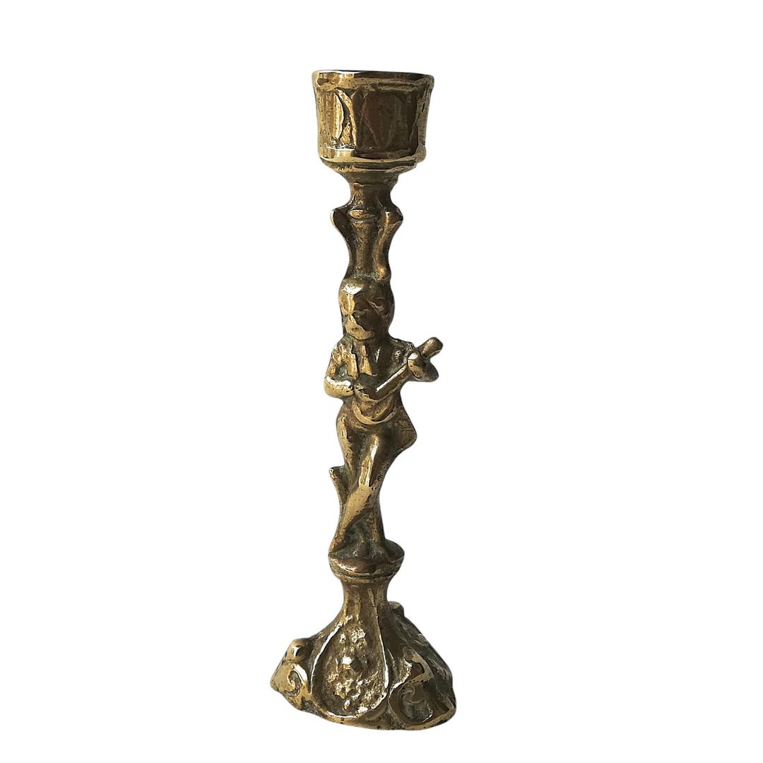Vintage Bronze Candlestick Holder Finger Candlestick - Etsy