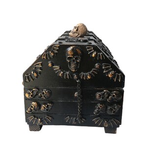 Large Gothic Jewelry Box Vintage Black Wooden Skull Bats Box Victorian ...