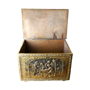 Antique Large Brass Coal Box Fireplace Coal Scuttle Vintage Embossed ...