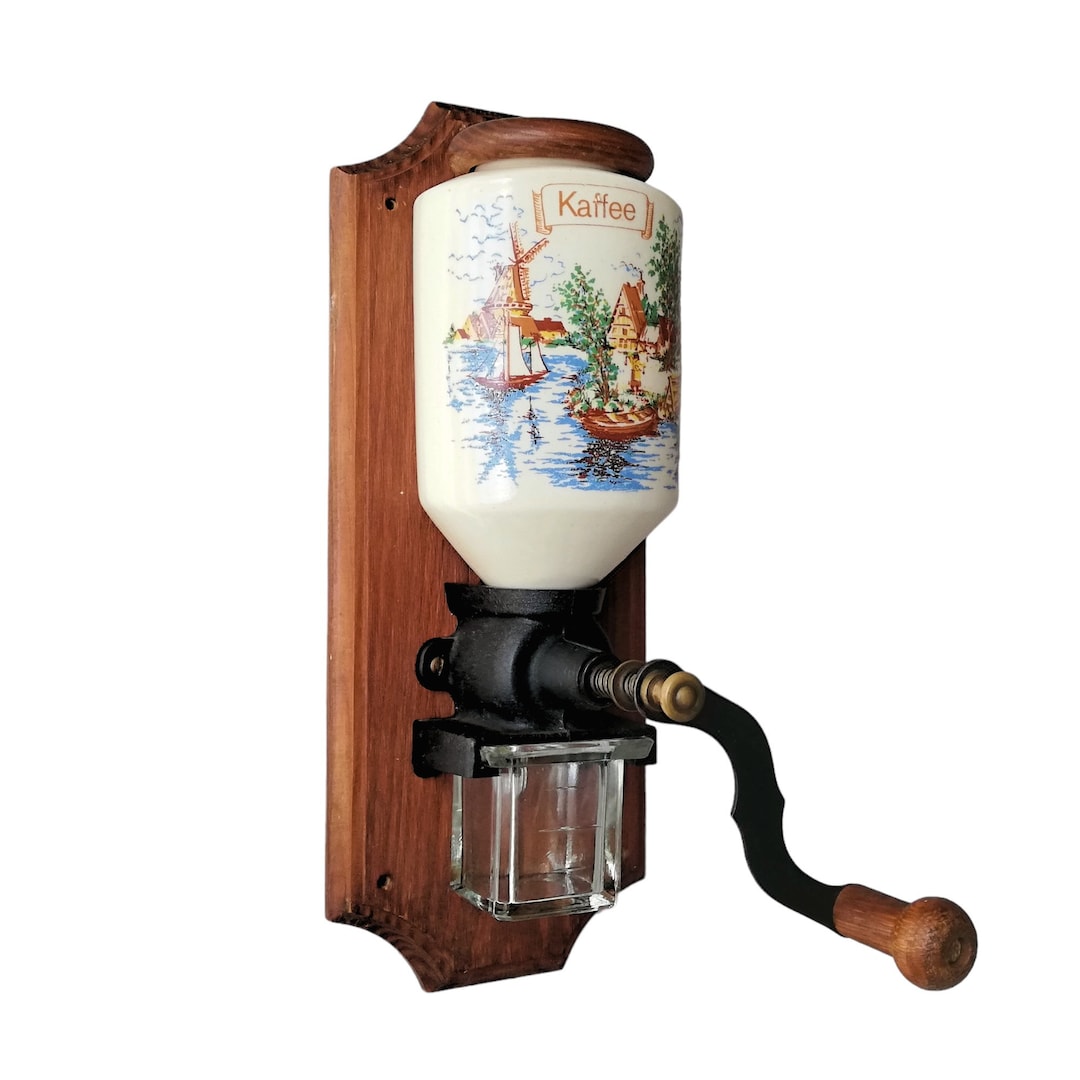 Vintage Wall Mounted Coffee Grinder Valuable Wood Oak Coffee Mill ...