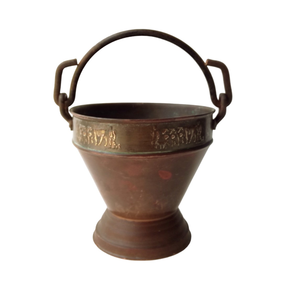 Vintage Swiss Copper Milk Pail Parade of Cows, Stockli Netstal Goat ...