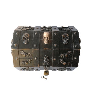 Large Gothic Jewelry Box Vintage Black Wooden Skull Bats Box Victorian ...