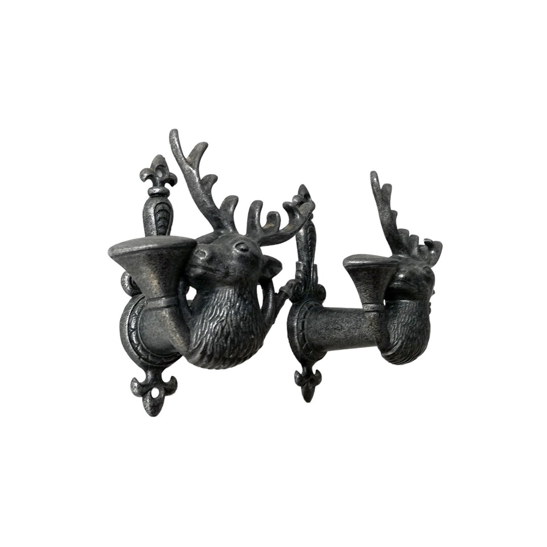 Vintage Pair Cast Iron Decorative Wall Hangers for Towels, Clothes ...