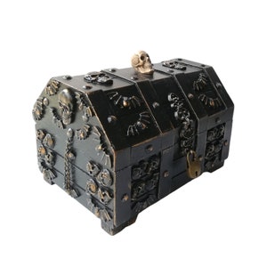 Large Gothic Jewelry Box Vintage Black Wooden Skull Bats Box Victorian ...