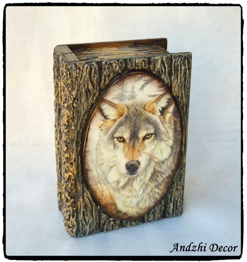 Box Wolf Box Book Keepsake Wolf Lovers Money Box Wooden - Etsy