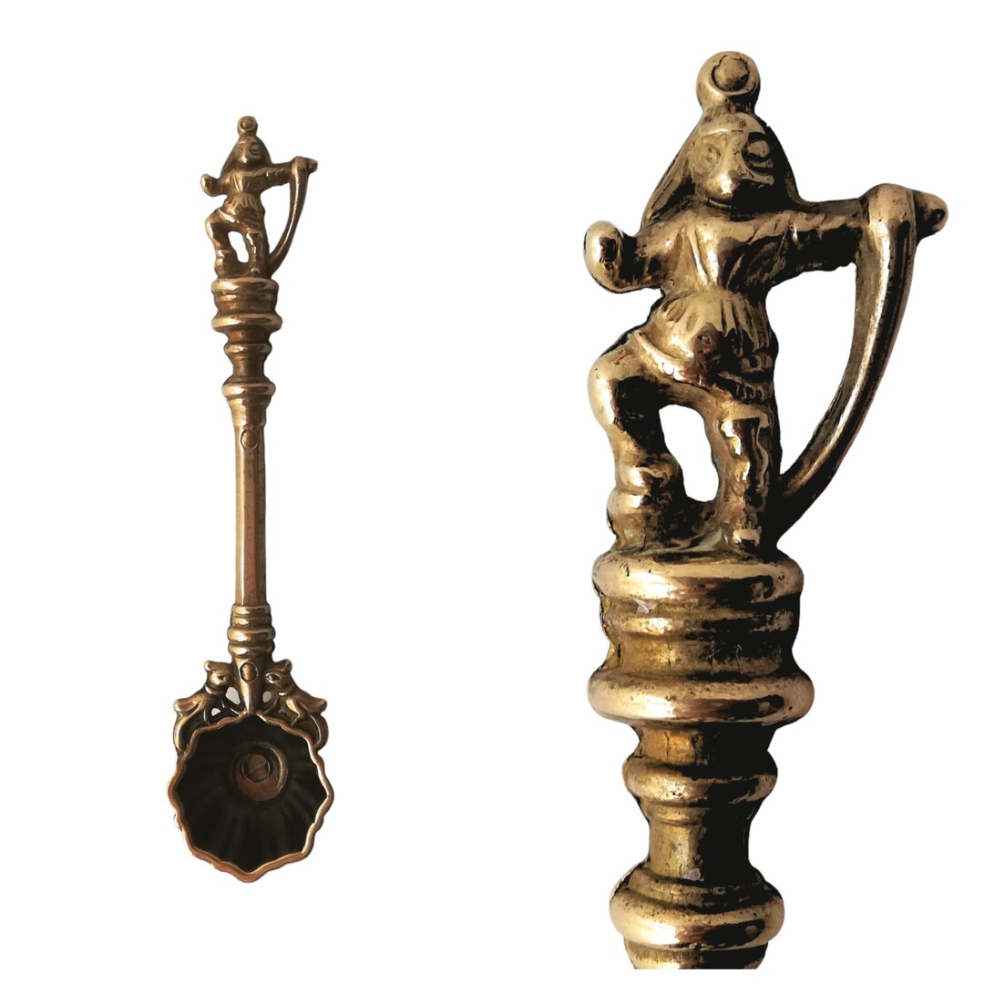 Vintage Bronze Figural Sculpted Puja Temple Ritual Spoon Shrine Altar ...