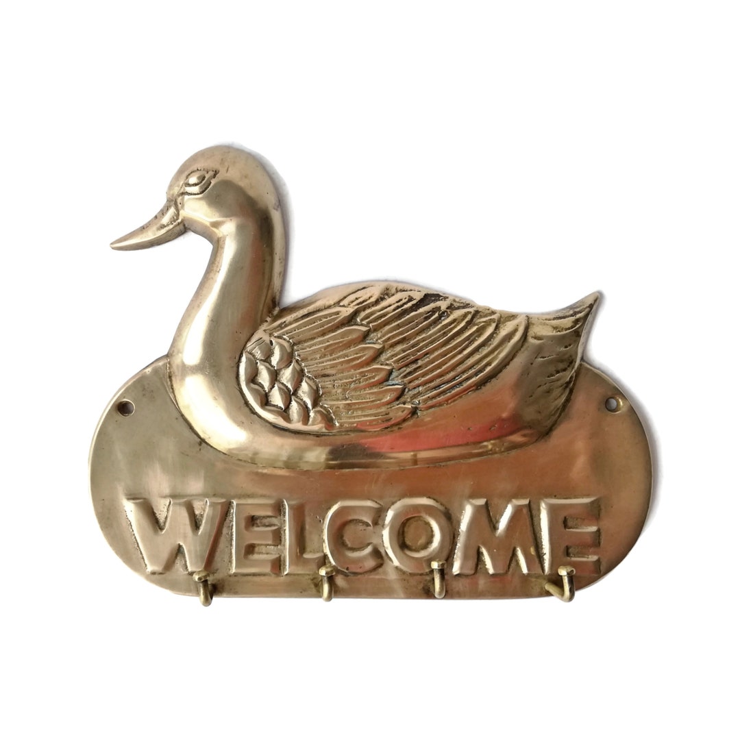 Vintage Brass Wall Hanger Duck Wall Key Hooks Old Welcome Signs' - Etsy