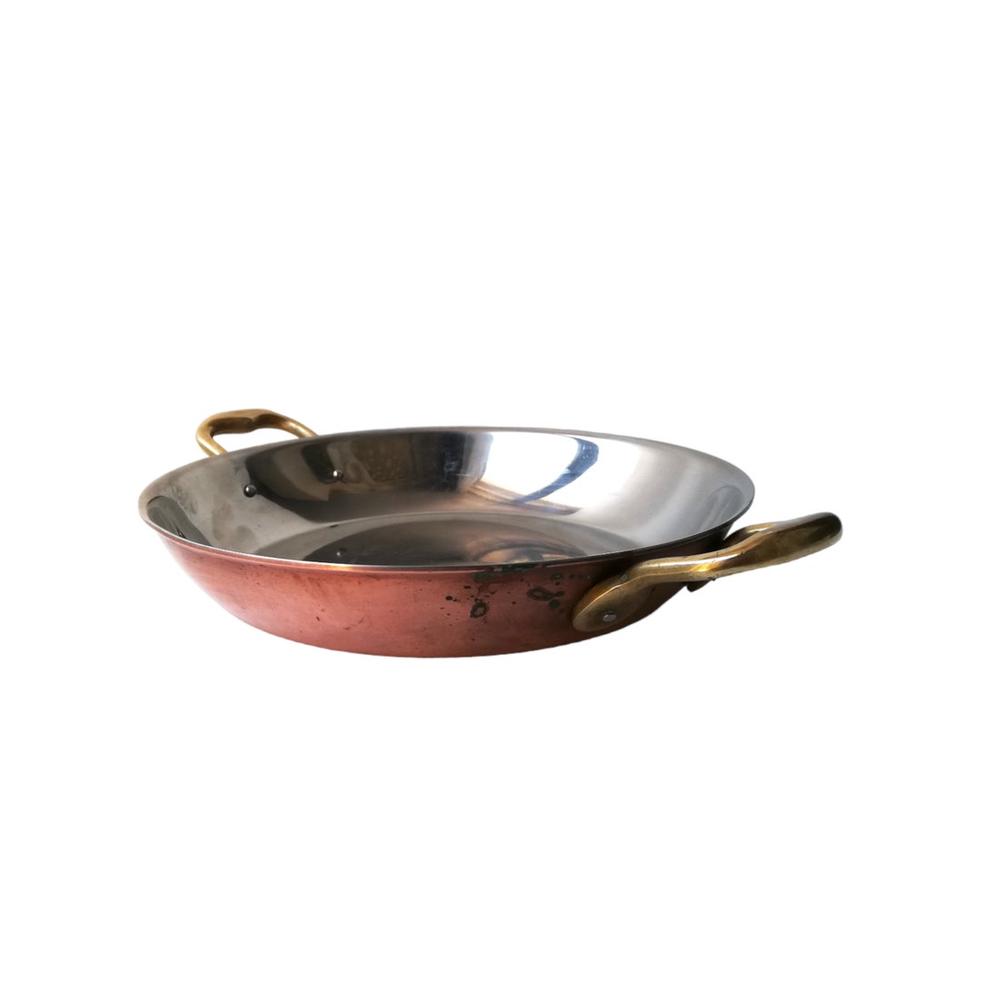 Vintage Copper Saucepan With Brass Handles, Copper Cooking Pan, Copper ...