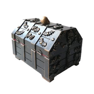 Large Gothic Jewelry Box Vintage Black Wooden Skull Bats Box Victorian ...