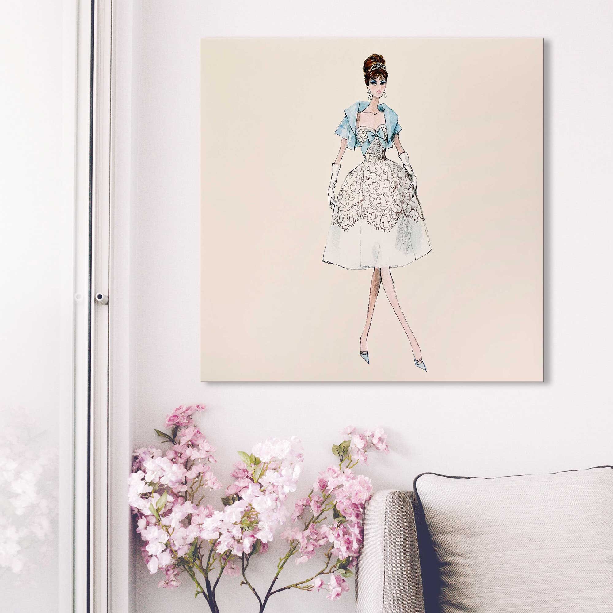 Blue Ball Gown Barbie Print on Canvas, Vintage Barbie Print, Pink Wall ...