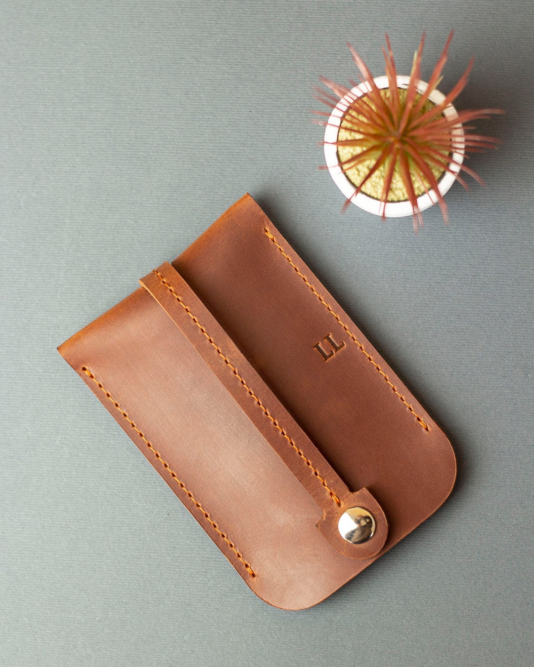 Monogram Leather Key Chain Cover Holder Ring Case, Wedding Favors for ...