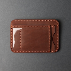 Slim Leather Wallet With Photo ID Window, Minimalist Card Holder Wallet ...